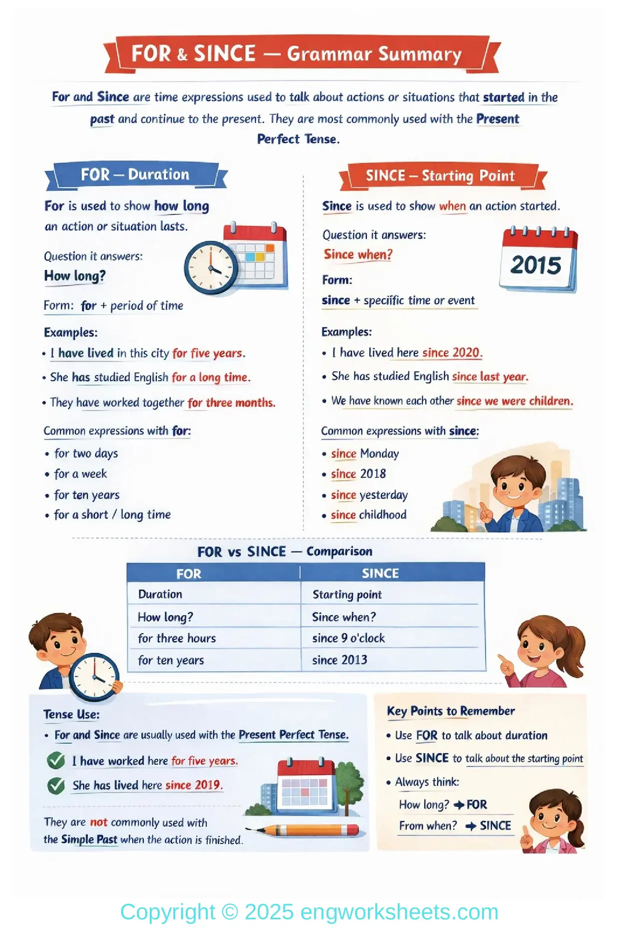 For and Since Grammar Test Multiple Choice Questions - Image Worksheets ...