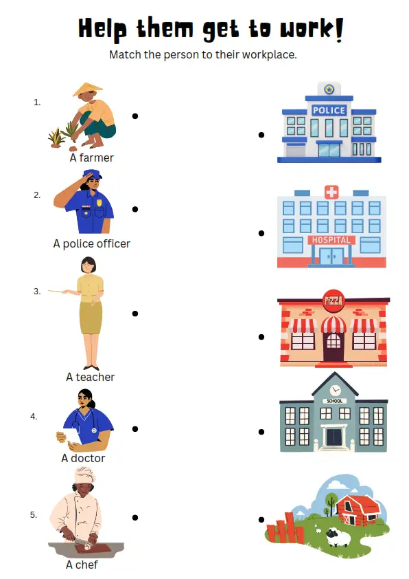 Jobs & Workplace Matching - Image Worksheets | EngWorksheets