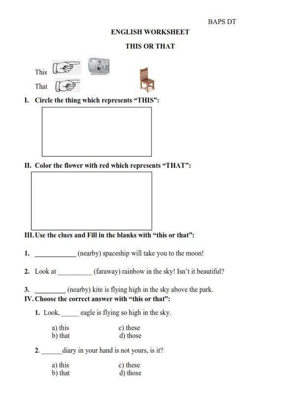 Demonstratives This That These Those Grammar Worksheet - Image ...