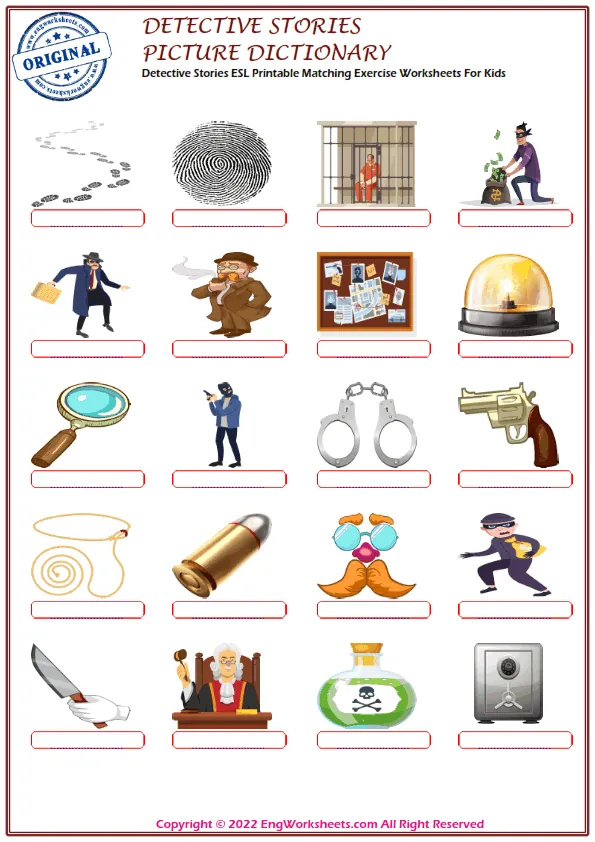 Detective Stories ESL Printable Matching Exercise Worksheets For Kids ...