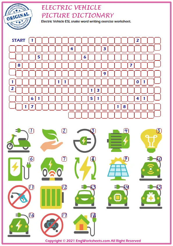 Electric Vehicle Printable English ESL Vocabulary Worksheets ...