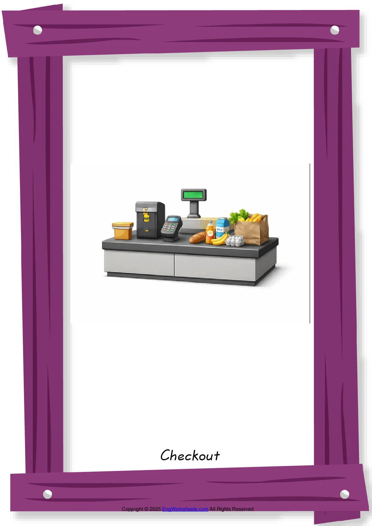 Supermarket English vocabulary worksheet with full-page words - Image ...