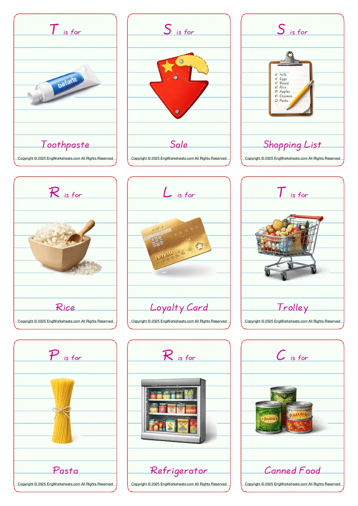 Supermarket English vocabulary worksheet with full-page words - Image ...